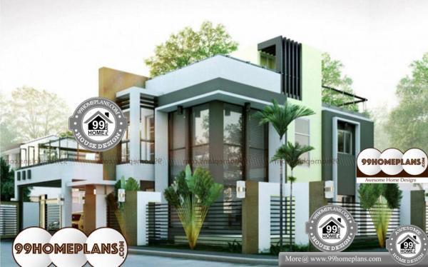 Modern Box Type House Design -Free Home Plan Elevations 2 Story Cute
