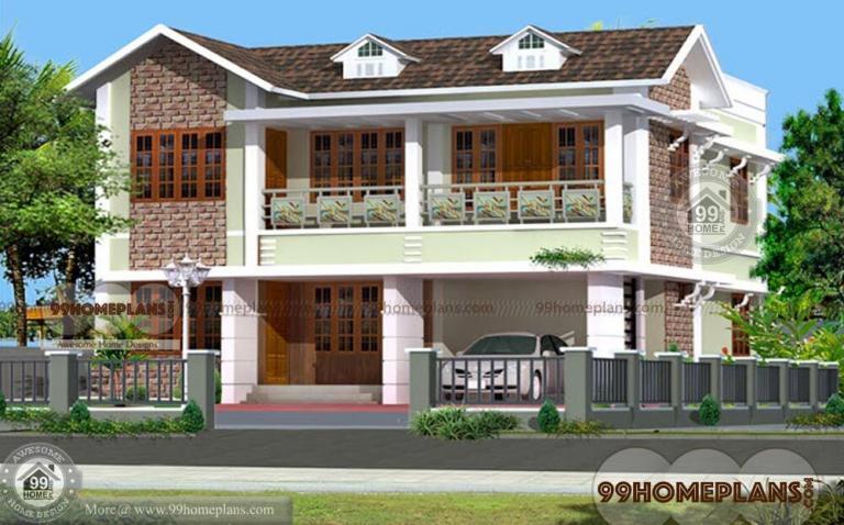 Simple Brick House Plans - Home Elevation - Double Story - Modern Style