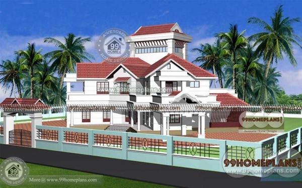 5 BHK House Designs - 6544 sq ft Home Plan Style Elevation - Two Story
