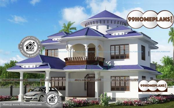 Veedu Plans At Kerala Model with Exclusive Traditional Two Story Homes