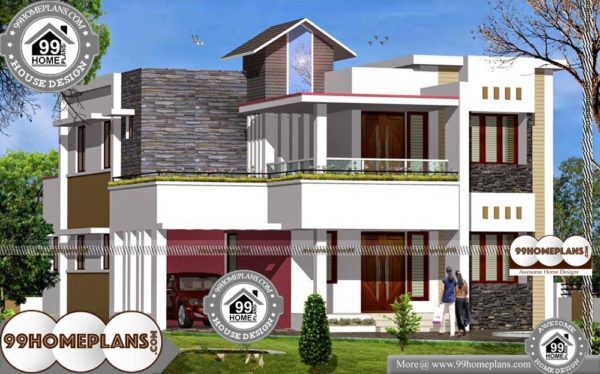 2 Floor Building Design and Wide Space Balcony Home Plan Collections