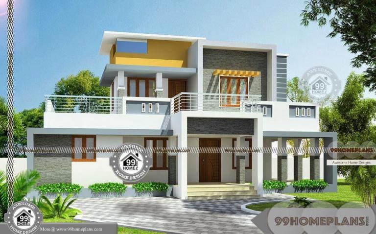 Flat Roof House Plans with Spacious Double Floor Decorative Collections