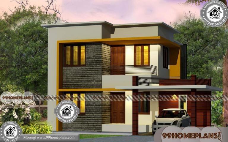 Front House Design India with Two Story Box Type Simple Home Plans