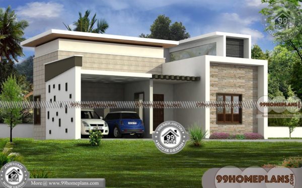 Flat Roof One Level Home Designs